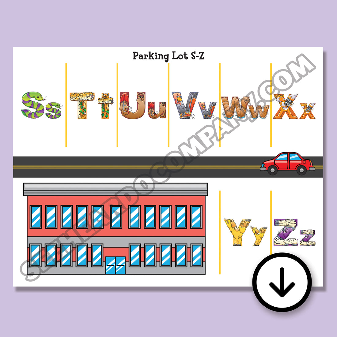 Alphabet Parking Lot Game (Digital Download) – The Amazing Action Alphabet